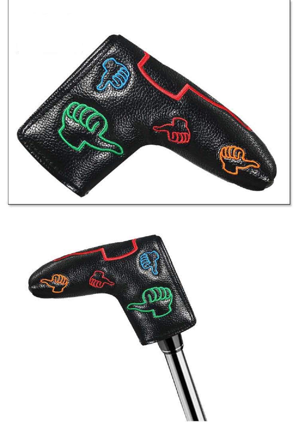 DBYAN Black Thumb Patterned Design Blade Golf Putter Head Cover with Velcro Closure