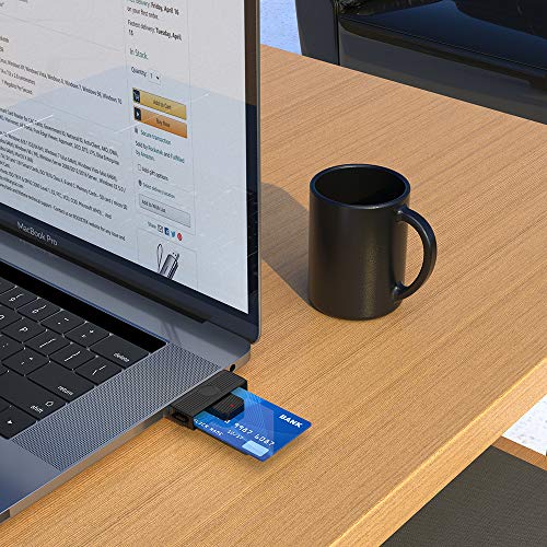 MTAKYI Portable USB CAC Smart Card Reader,DOD Military Common Access Card Adapter(CAC/Electronic ID Card/IC Bank/Health Insurance Card Compatible with Windows XP/Vista /7/8/11, Mac OS