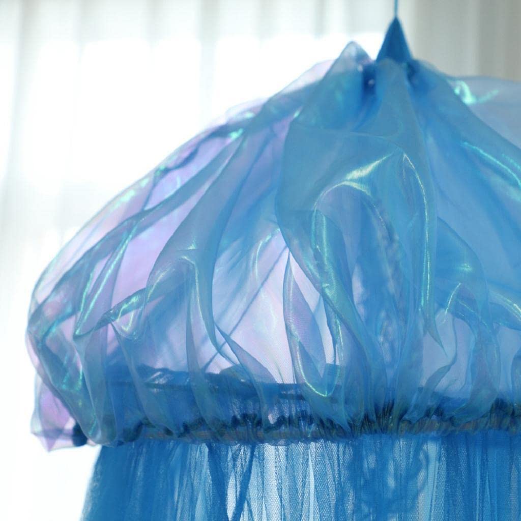 CUTICATE Kids Bed Canopy with Hanging Mosquito Net for Baby Crib Nook, Jellyfish Castle Game Tent Nursery Play, Summer Room Decor (Blue)
