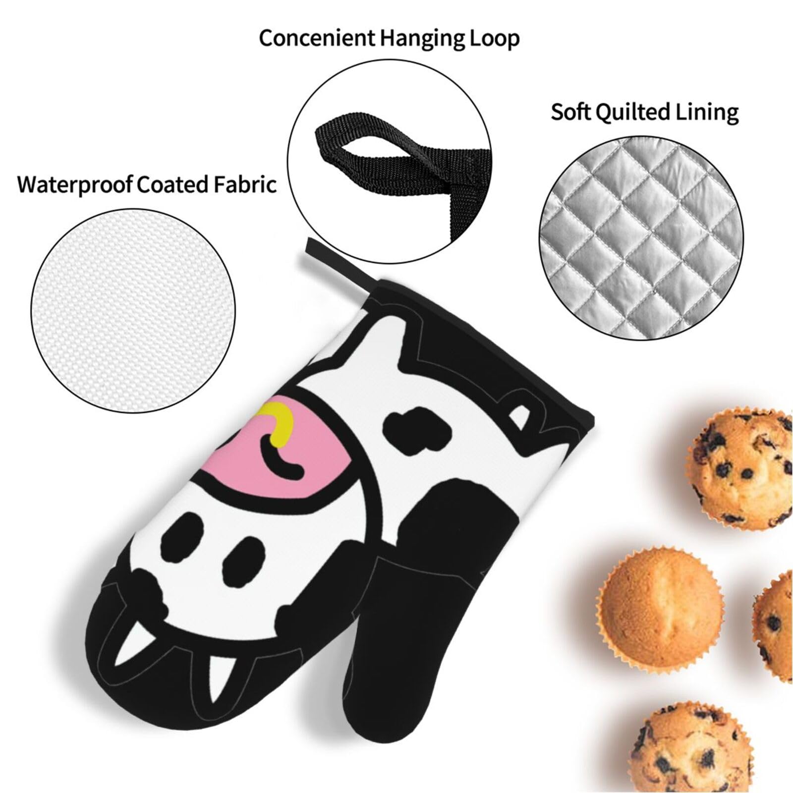 Cute Cow Kitchen Baking 4-Piece Set–Heat Resistant Oven Mitts and Pot Holders Kitchen Hot Pads