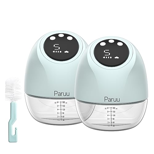 Paruu P3 Wearable Breast Pump Hands-Free, All-in-one Milk Storage, Breast Pump Portable, 4 Modes & 10 Levels, Electric & Smart Display, Memory Function, 17/21/25mm Flange (2 Packs)