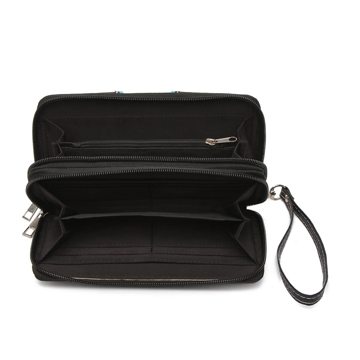 Western Style Spring Butterfly Floral Laser Cut Women Country Wallet Black