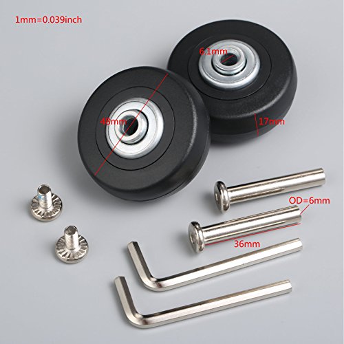Mtsooning 2Set Suitcase Luggage Replacement Wheels, 50x18mm Wear-Resistant Mute Inline Skate Wheel, Rubber Swivel Caster Wheel Bearing Repair Kit