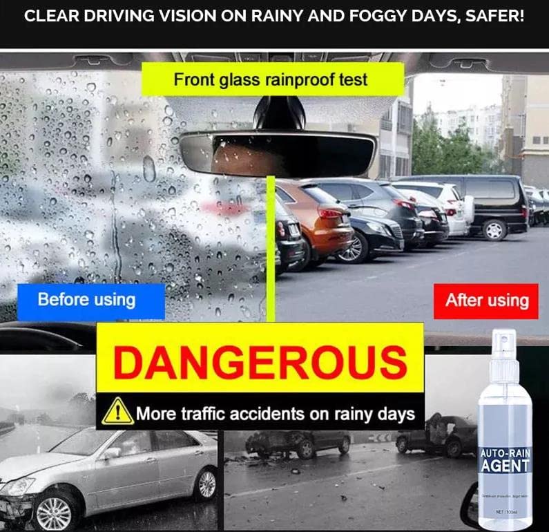 IPQYIHF 2Pcs Car Glass Anti-Fog Rainproof Agent, Car Glass Waterproof Coating Agent 100ml