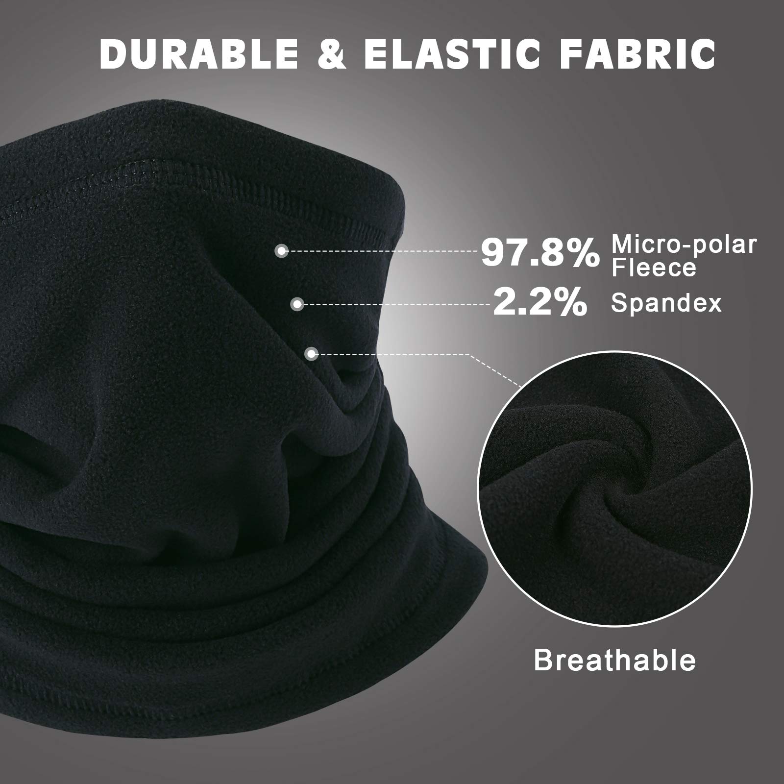 CUIMEI Fleece Neck Warmer Gaiter - Ski Face Mask Winter Neck Gaiter for Motorcycle Running Cycling