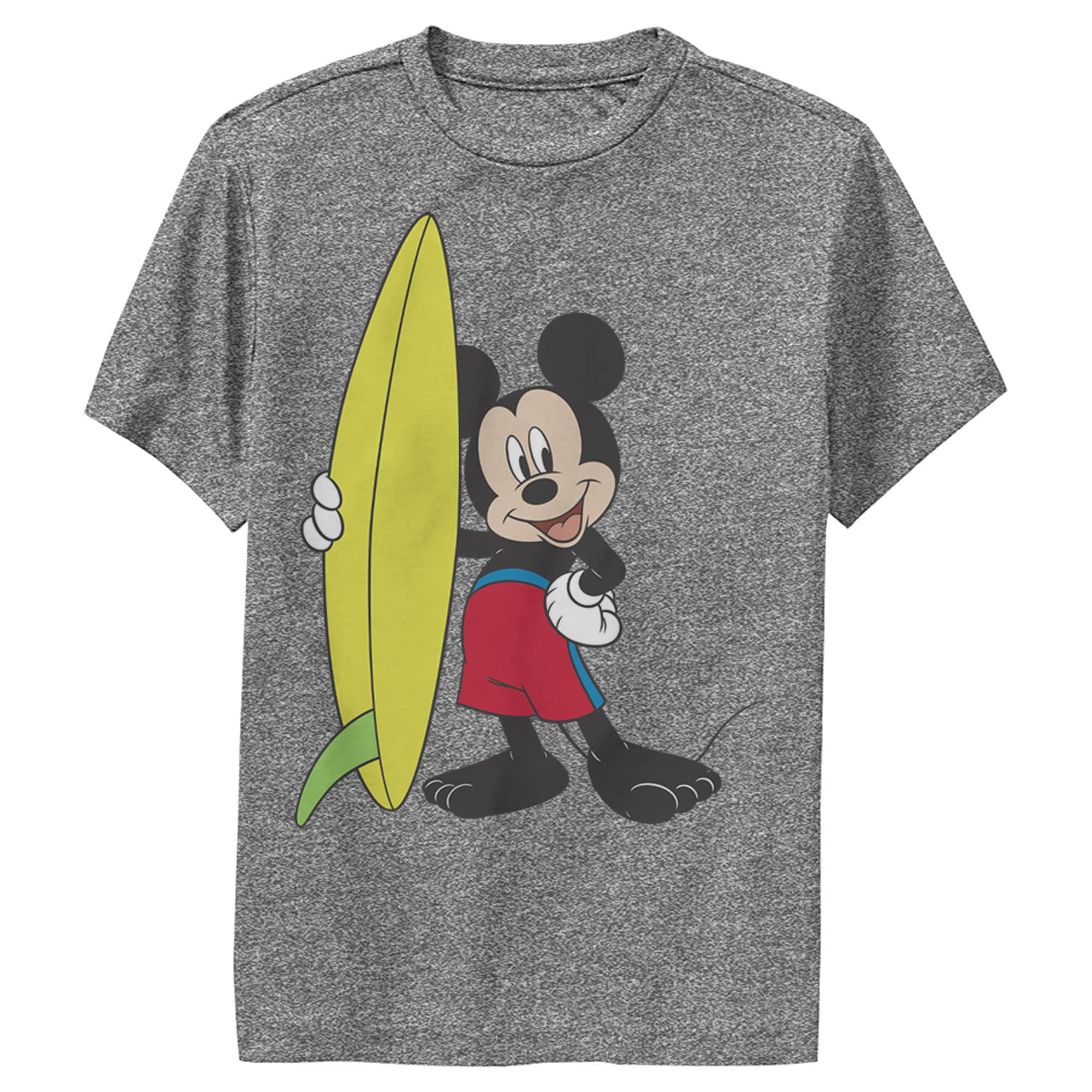 Disney Boy's Mickey Surf T-Shirt, Charcoal Heather, Large