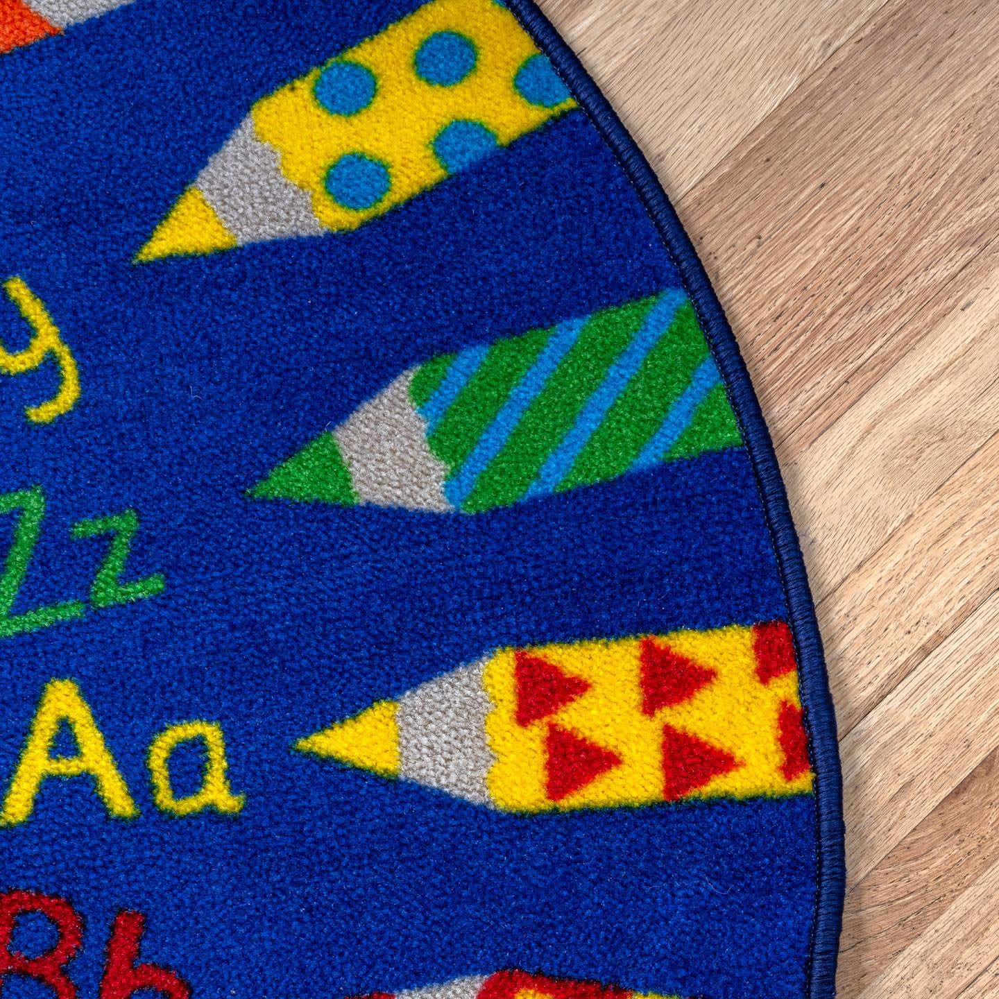 nuLOOM Rainbow Alphabet Area Rug, 8' Round, Blue