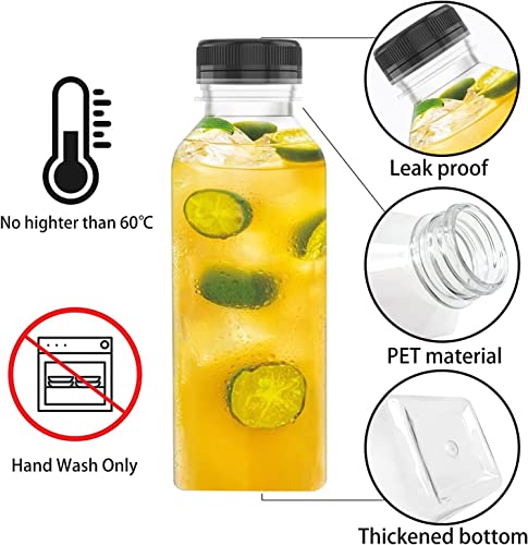 Goiio 3 Pcs 12 Ounce Plastic Juice Bottles, Clear Bulk Beverage Containers, for Smoothies, Juice Milk and Homemade Beverages