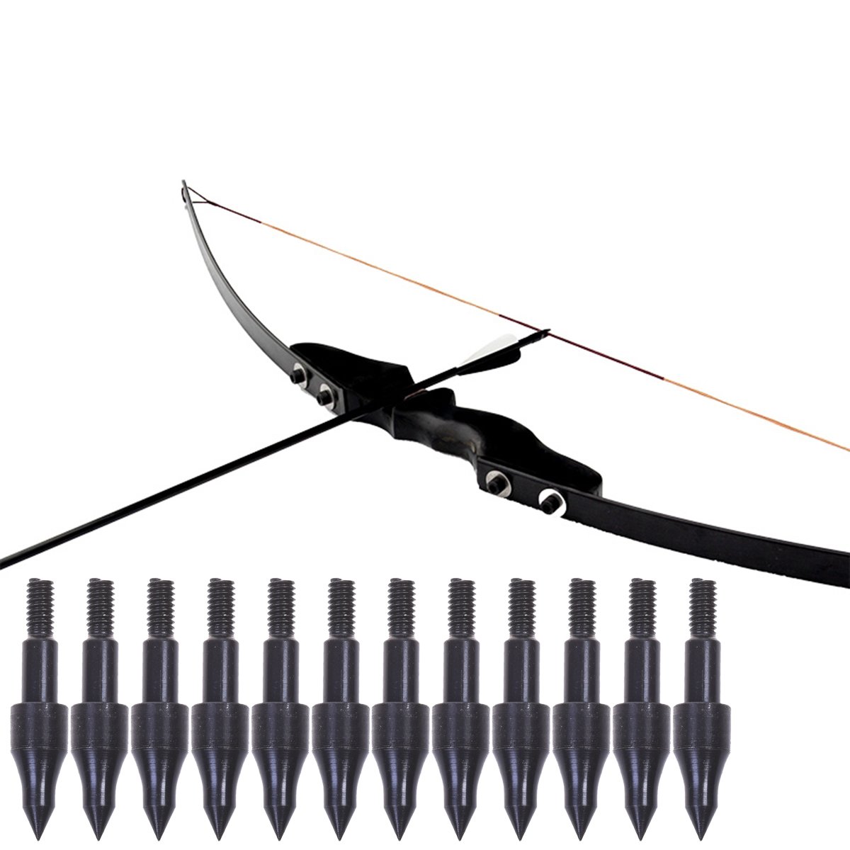 Cosmos 12 Pcs Screw-in Archery Bullet Points Arrow Tips Archery Target Practice Hunting Arrow Points for Recurve, Compound Bow, Crossbow, 100 Grain Each