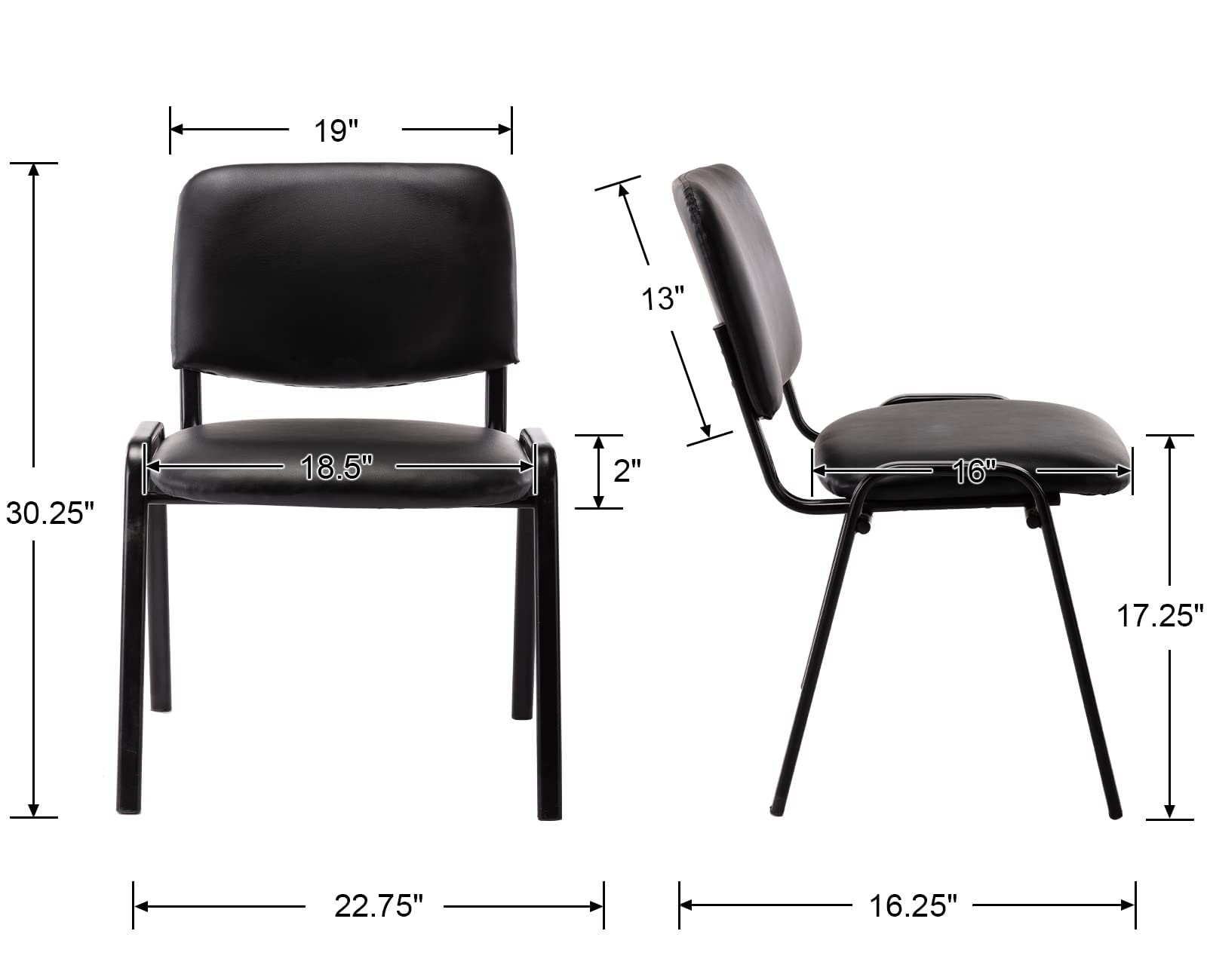 DM Furniture Conference Chairs, 5 Pack Stackable Reception Chairs PU Leather Guest Chairs for Events, Office, Reception Area, Hotel, Hall, Community Centers, Home, Set of 5
