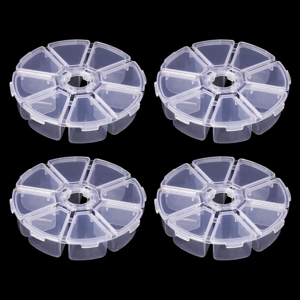 Nut Trays 4PCS 8 Grids Jewel Case Plastic Transparent Round Shape Jewelry Storage Organizer Container for Rings Earrings Clear Organizer