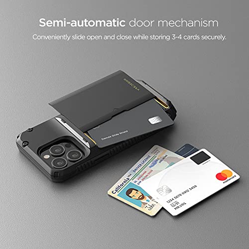 VRS DESIGN Damda Glide Pro Phone Case for iPhone 13 Pro, Sturdy Semi Auto Wallet [4 Cards] Case Compatible for iPhone 13 Pro Case (2021) Black