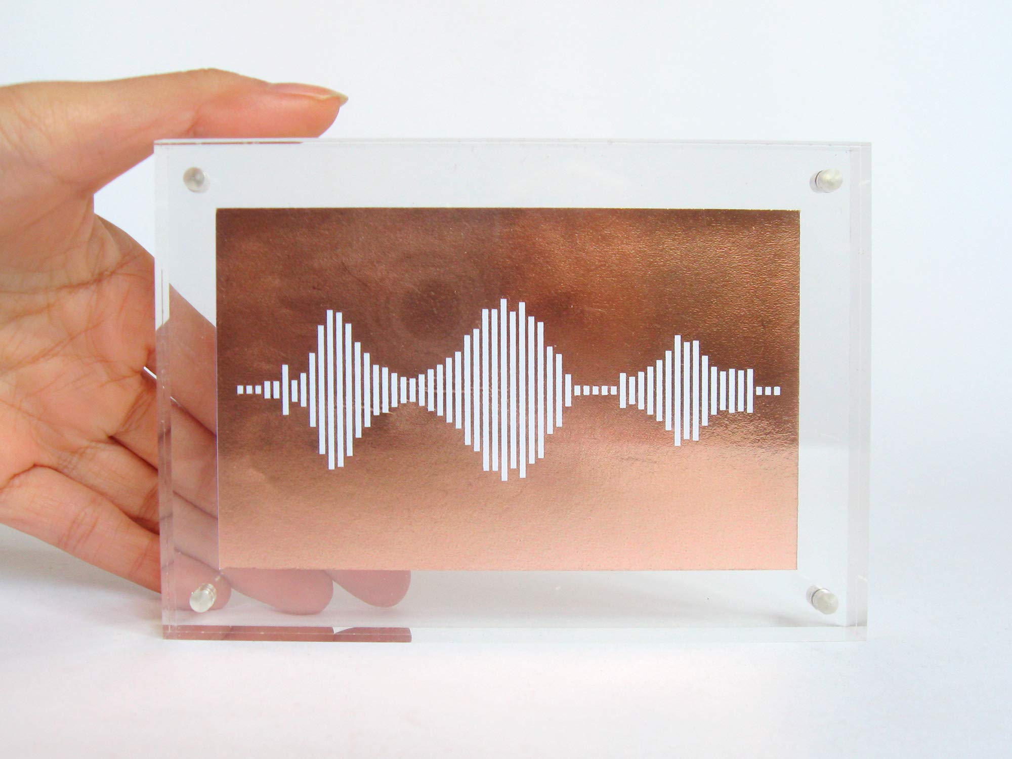 I LOVE YOU Sound Wave Prints - Bronze Foil Soundwave Art in Acrylic Frame Gift for 8th Wedding Anniversary, Birthday, Valentines Day Gift