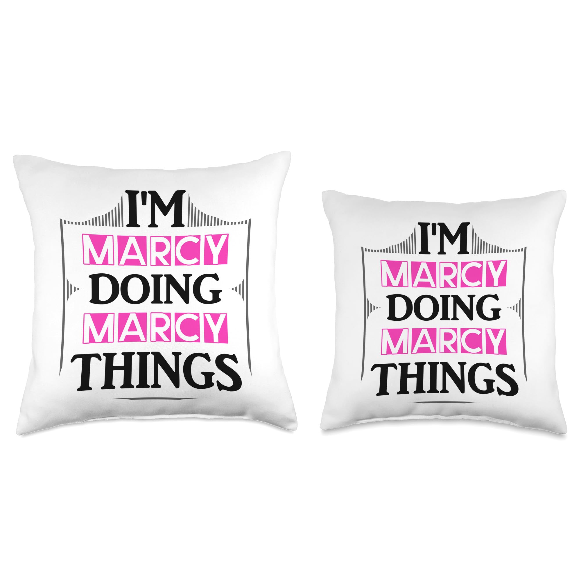 Custom Marcy Gifts & Designs for Girls Marcy Things Funny Name Gift White Throw Pillow, 18x18, Multicolor