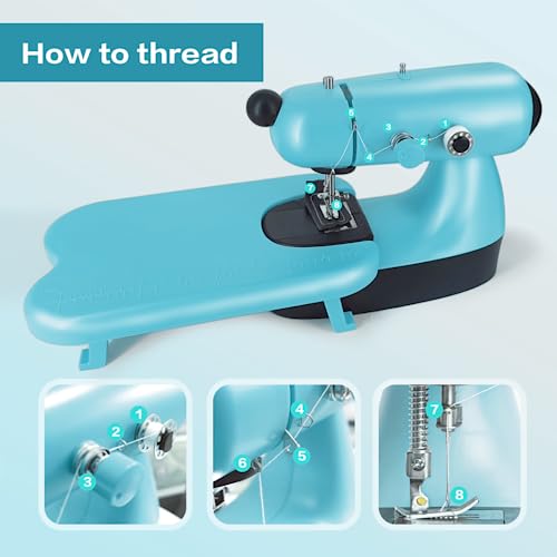 Sewing Machines Mini, portable Sewing Machine,sewing machine child's,kit easy hand held sewing machine manual sewing machine leather jeans plastic Upgraded Electric Sewing Machine with Sewing Bag, Expansion, LED Light (Blue)