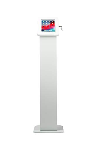 Locking Floor Stand - CTA Premium Large Locking Floor Stand Kiosk with Steel Body and Heavy-Duty Locking Enclosure with Keys for iPad Pro 12.9", Surface Pro 3, 4, 5, 6, 7, 8, X (PAD-PLSW) - White