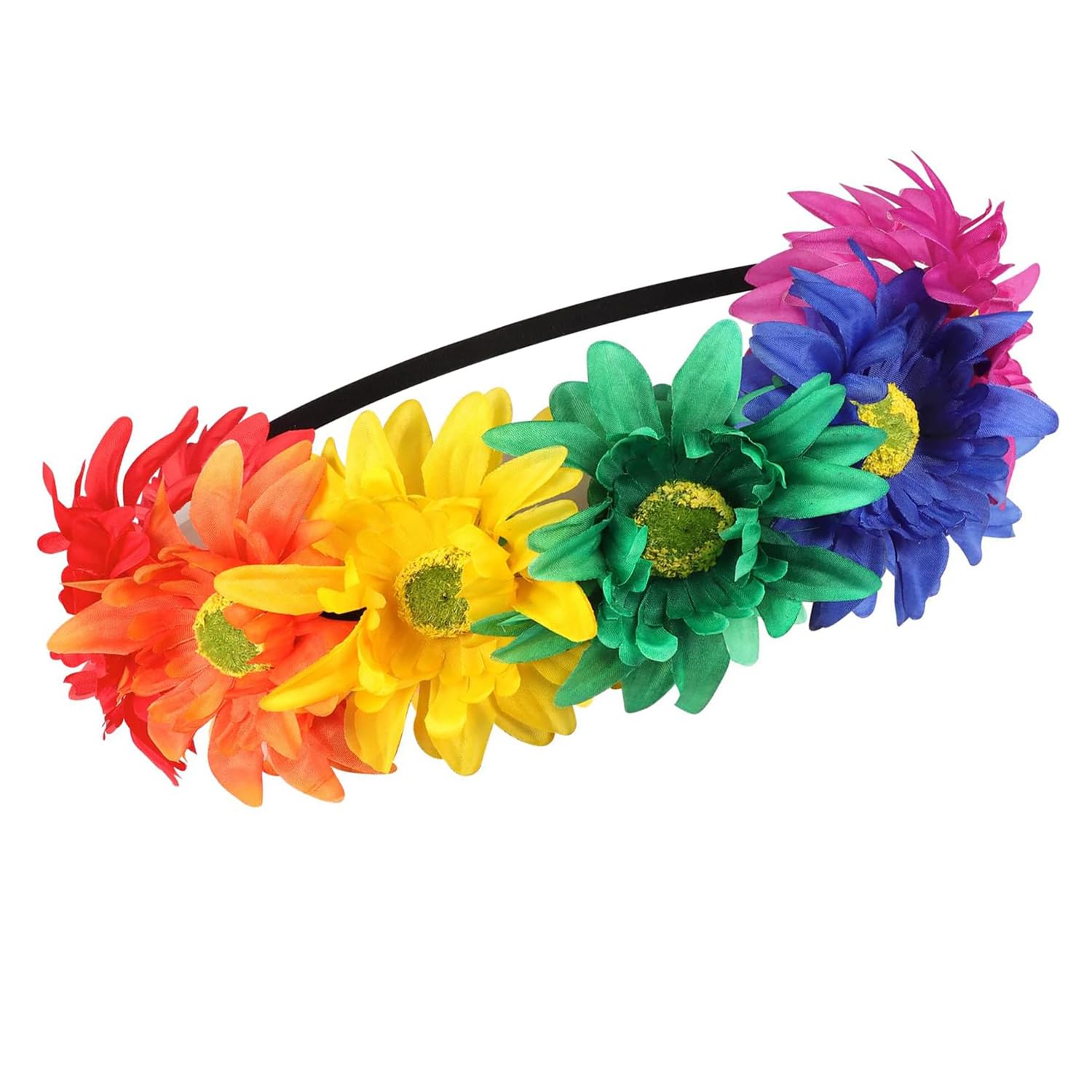 DDazzling Sunflower crown Boho crown Sunflower headband Flower Hair Accessory (Rainbow)