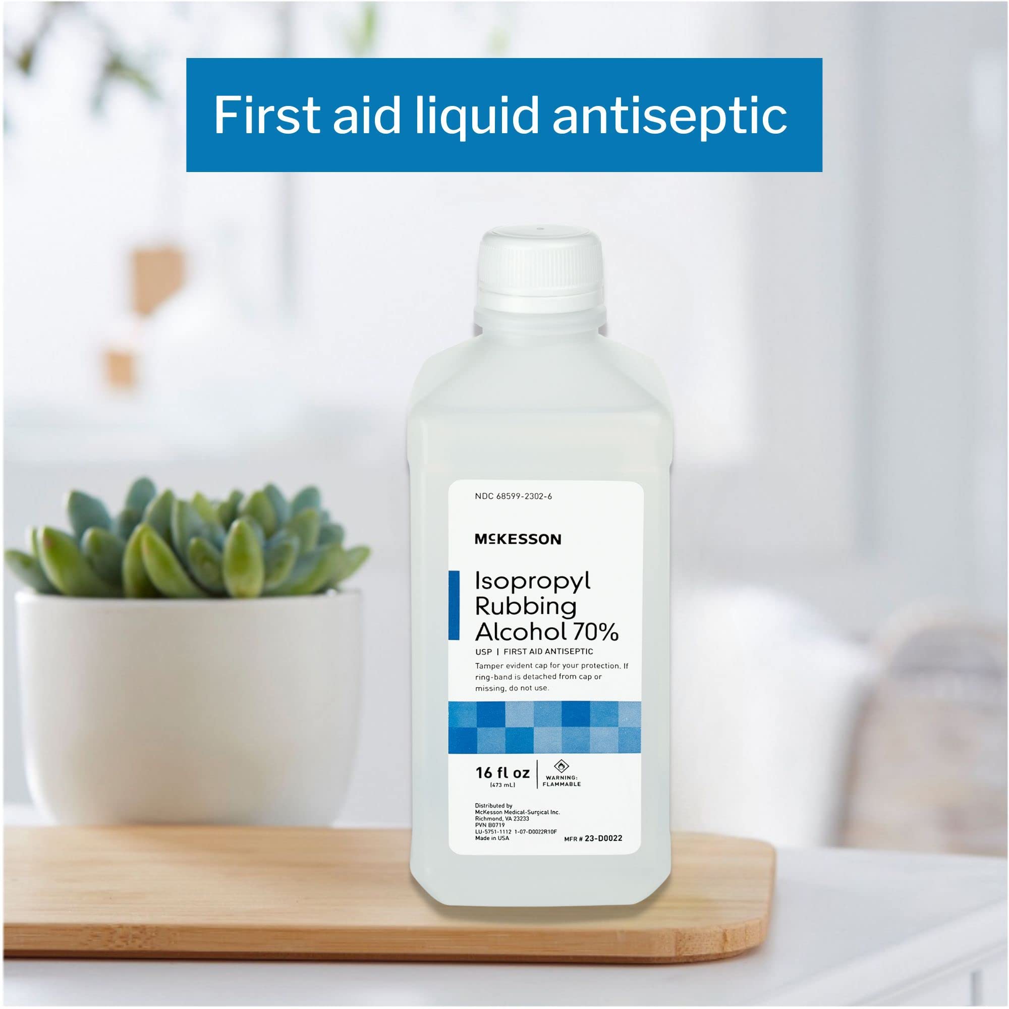 McKesson Isopropyl Rubbing Alcohol 70% [12 Count] USP First Aid Antiseptic, 16 oz