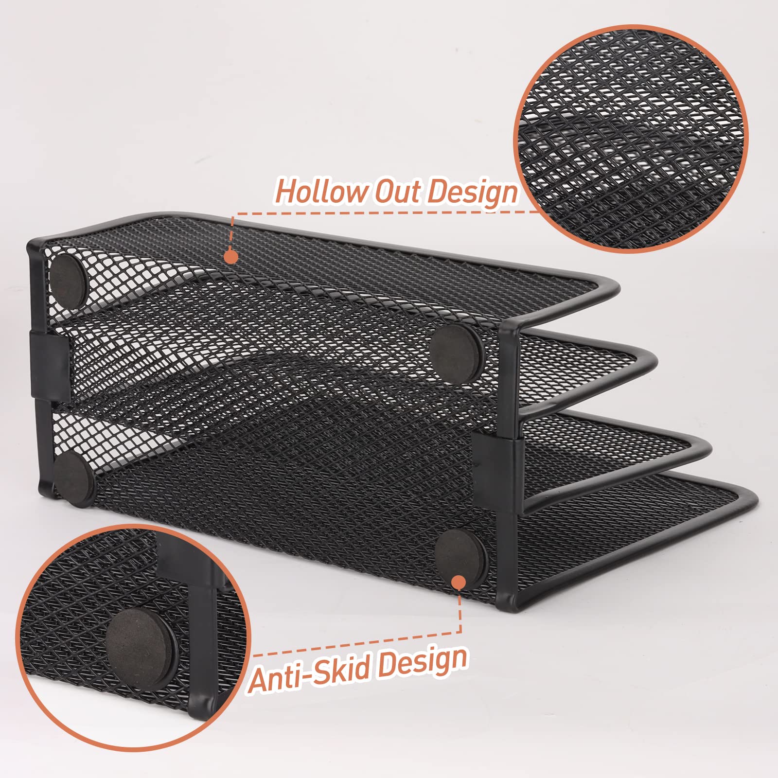Desk Mail Organizer - 6pcs Small File Organizer Letter Sorter - Bill Organizer Mail Holder Countertop for Home Office - Vertical Metal Mesh Desk Organizer with 3 Upright Compartments