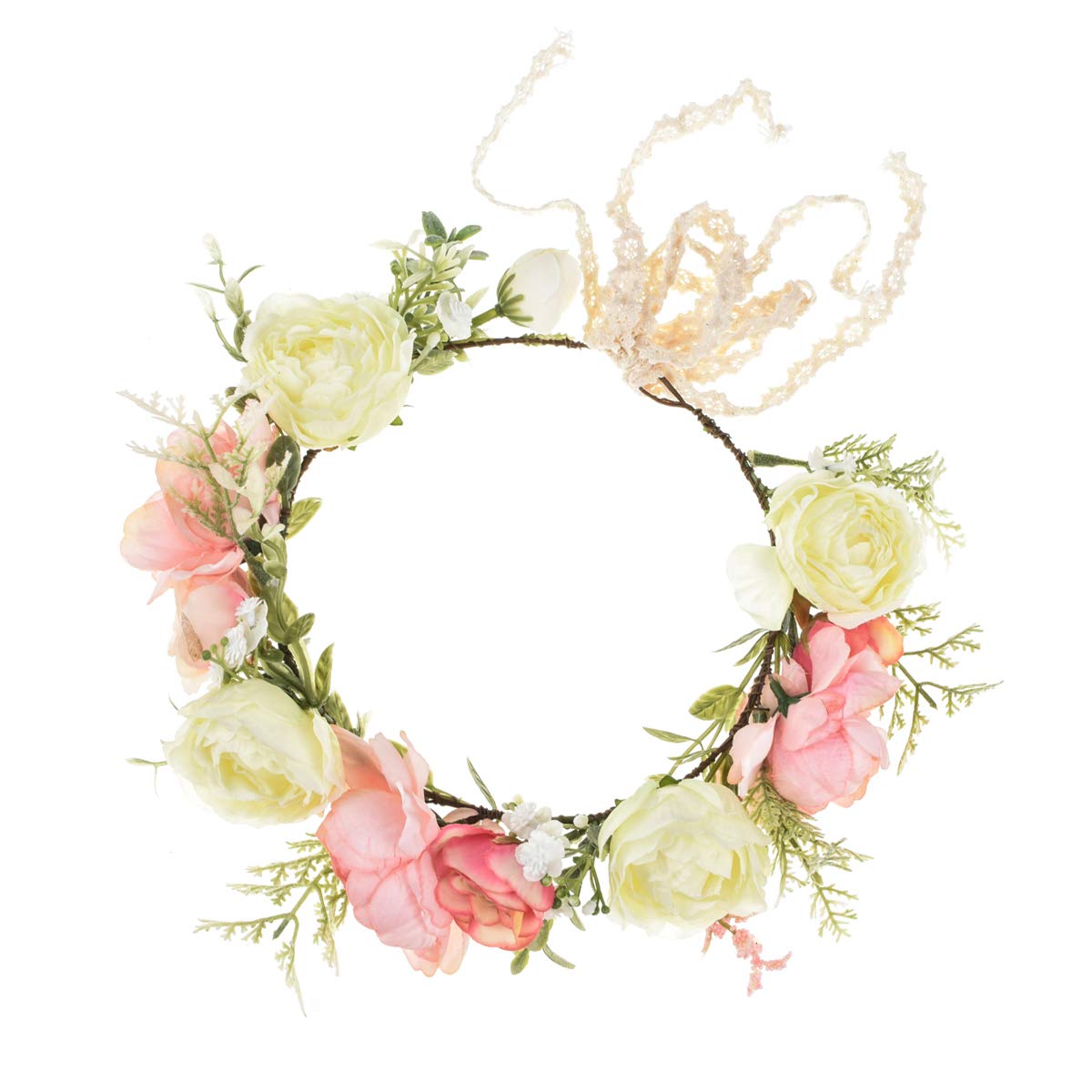 DDazzling Women Flower Headband Wreath Crown Floral Wedding Garland Wedding Festivals Photo Props (#Deep Purple)