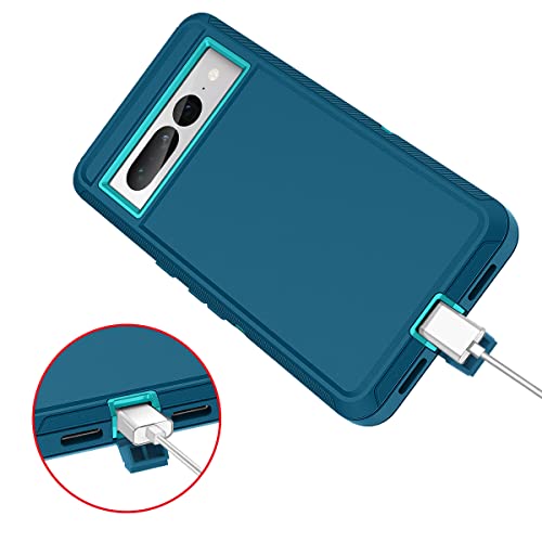 I-HONVA for Google Pixel 7 Pro Case Shockproof Dust/Drop Proof 3-Layer Full Body Protection [Without Screen Protector] Rugged Heavy Duty Durable Cover Case for Google Pixel 7 Pro 6.7 inch,Turquoise