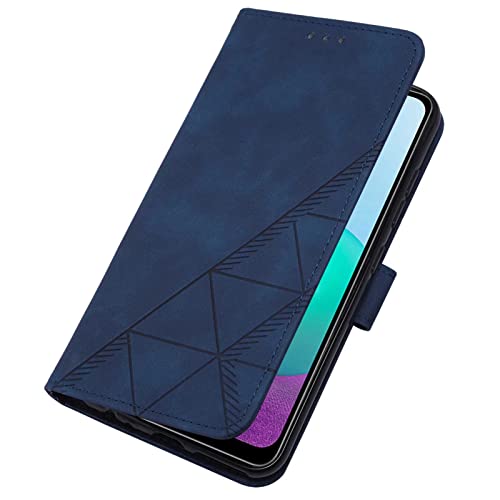 FTRONGRT Case for Tecno Camon 12, Mobile Wallet Flip Cover with Mobile Phone Holder, Card Slot, Magnetic PU Leather Case for Tecno Camon 12-Blue