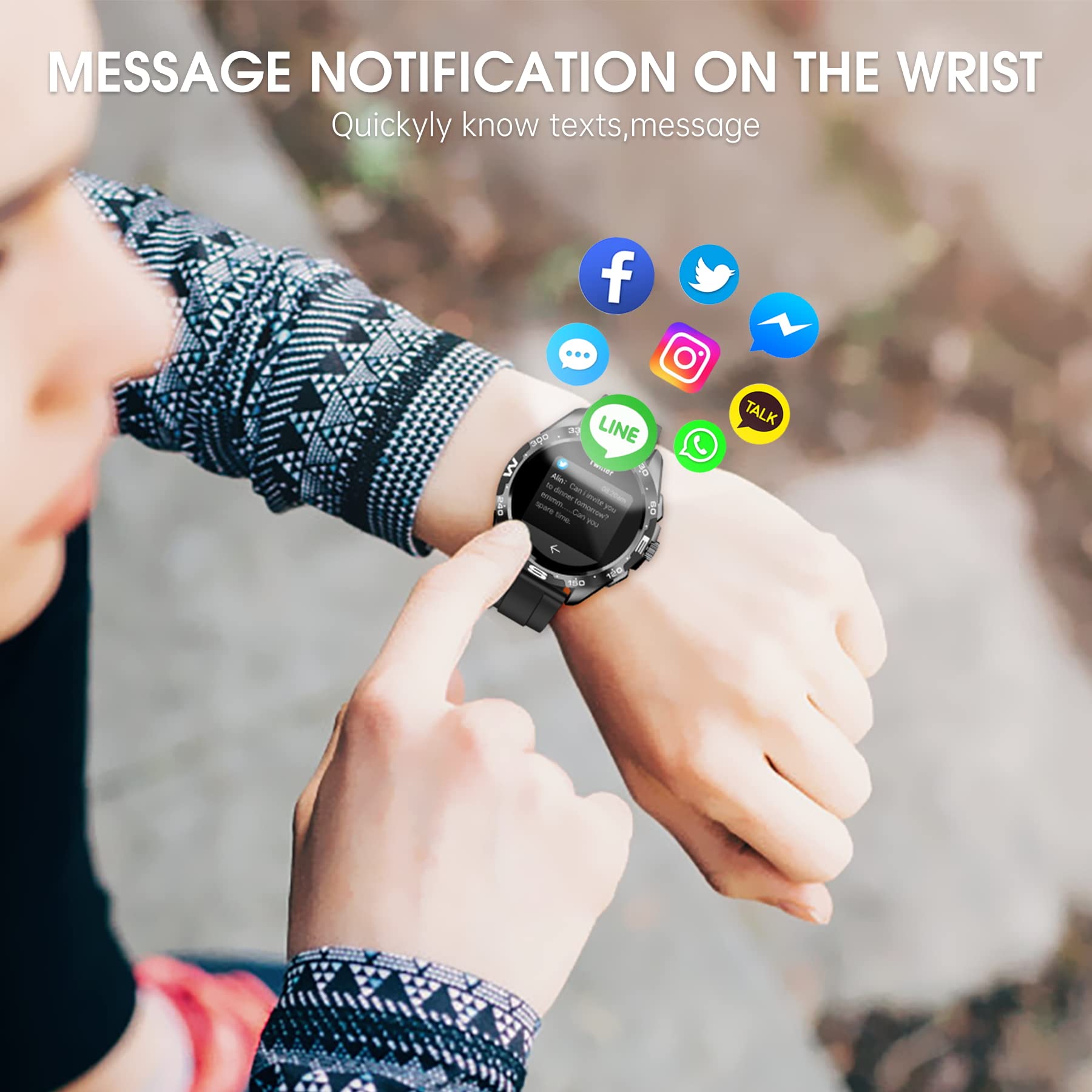 Lefitus Smart Watches for Men,Bluetooth Calls/Text Remind/Voice Speaker Fitness Tracker with Heart Rate Sleep Monitor, 1.32'' HD Touch Screen, IP68 Waterproof for Android iOS
