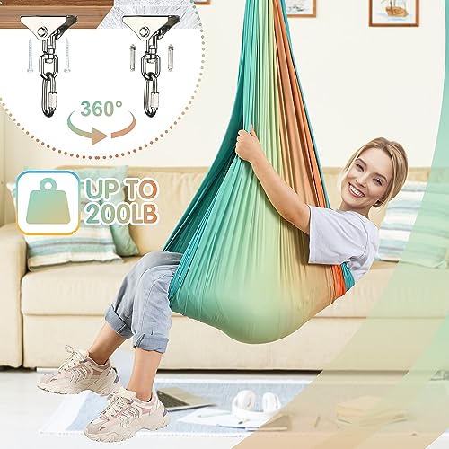 Sensory Swing Indoor Outdoor for Kids, Therapy Swing for Kids, Swing Hammock for Child & Adult with Autism(Double Layer)