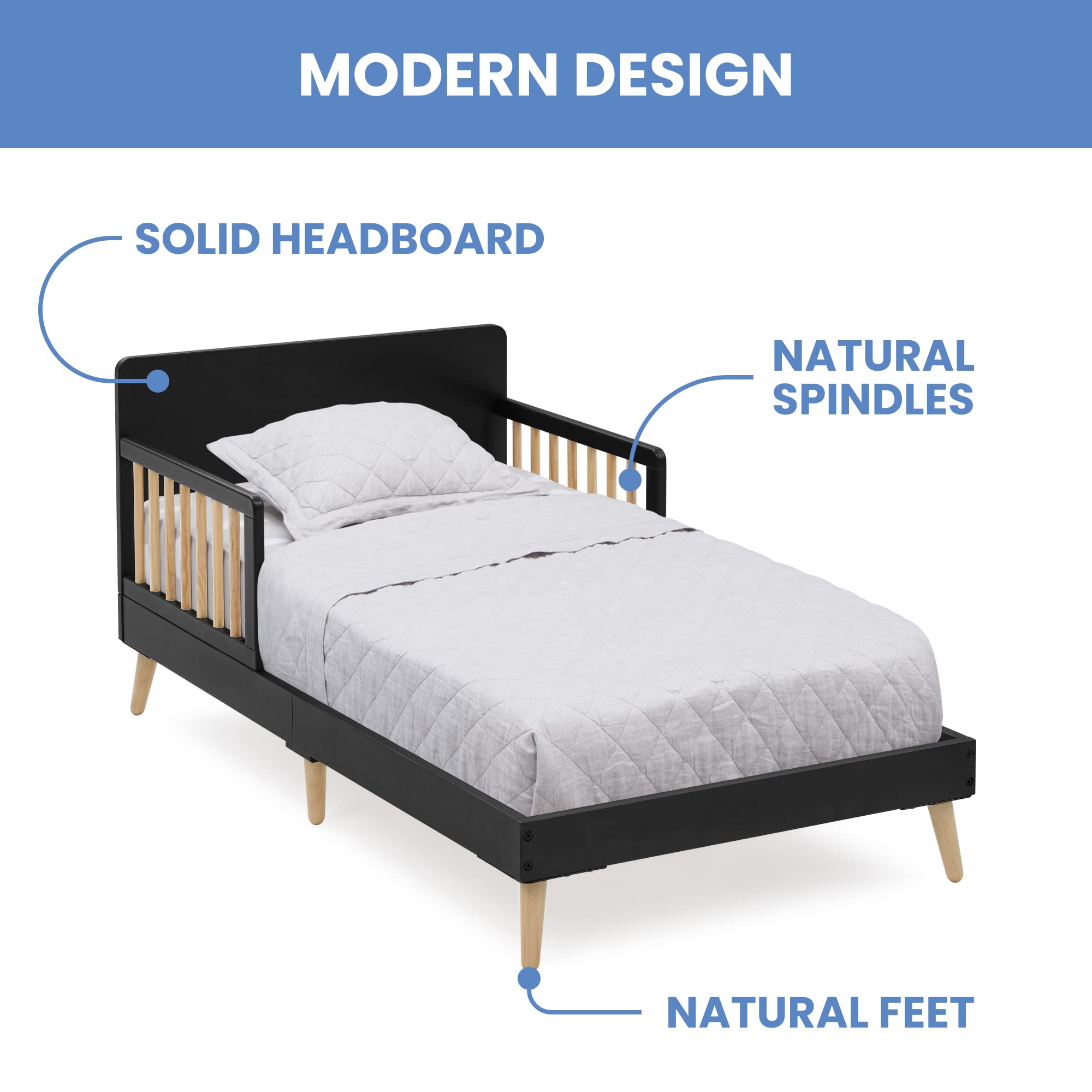 Delta Children Logan Wood Toddler Bed, Greenguard Gold Certified, Mint/Natural