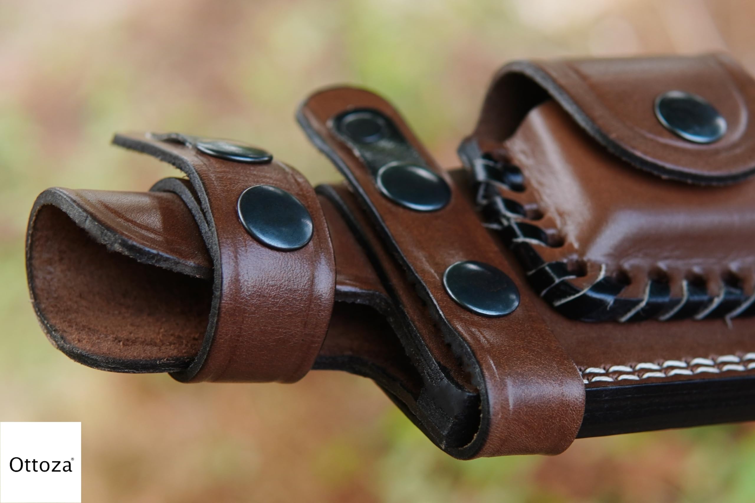 Ottoza TOP GRAIN Leather Knife Sheaths for Fixed Blade Knives, LEFT HAND Leather Knife Sheath for Belt, Leather Knife Holster Belt Knife Holder, Horizontal Knife Sheath for Belt No:65