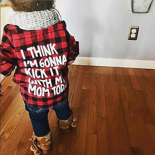 MERSARIPHY Toddler Baby Plaid Jacket Baby Boy Girl Button Down Shirt Tops Fall Winter Coat for Kid (Red Plaid, 6-12Months)