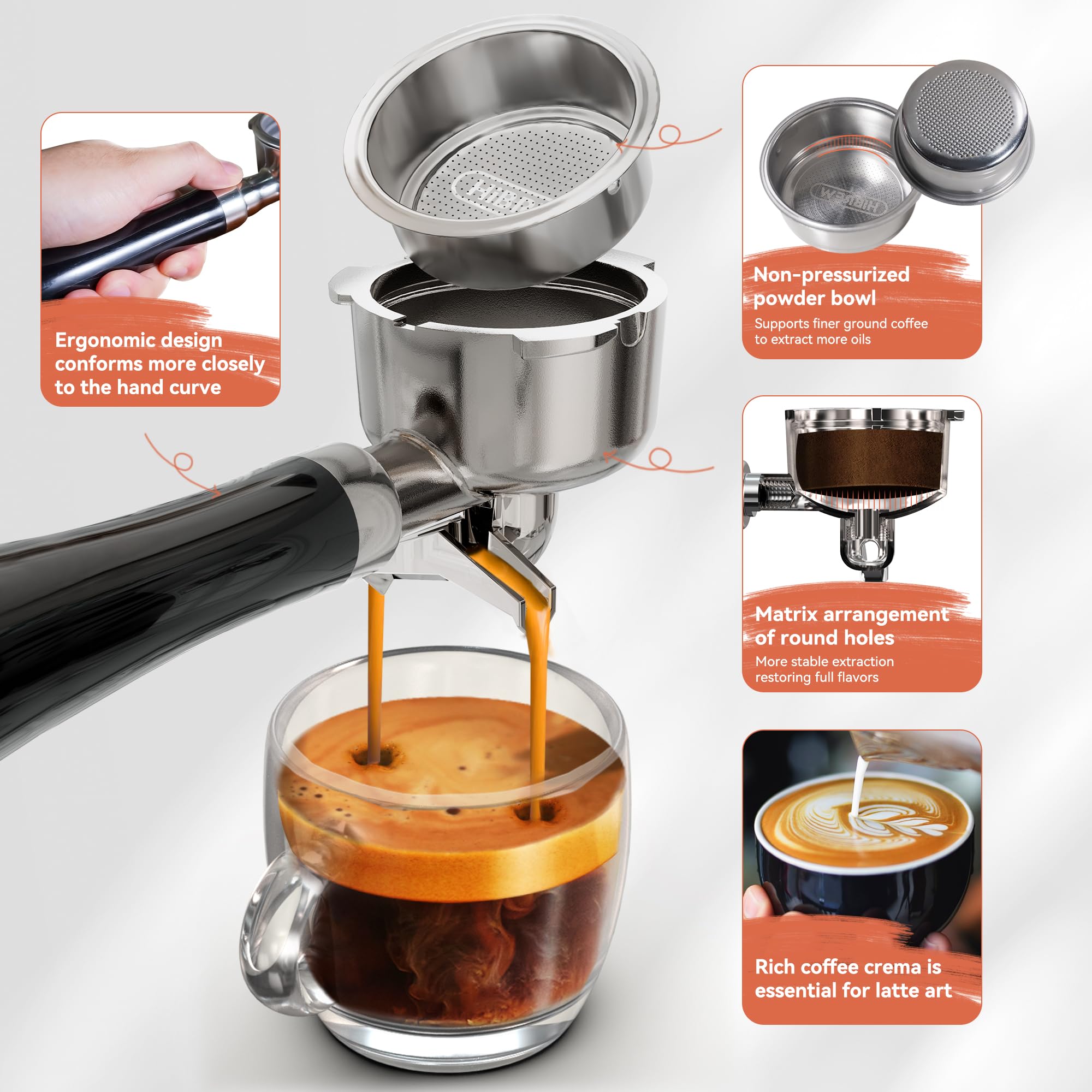 HiBREW Programmable Espresso Machine, H10B, Brushed Stainless Steel, Adjustable Temperature and Cup Volume, Steam Wand for Milk Frother