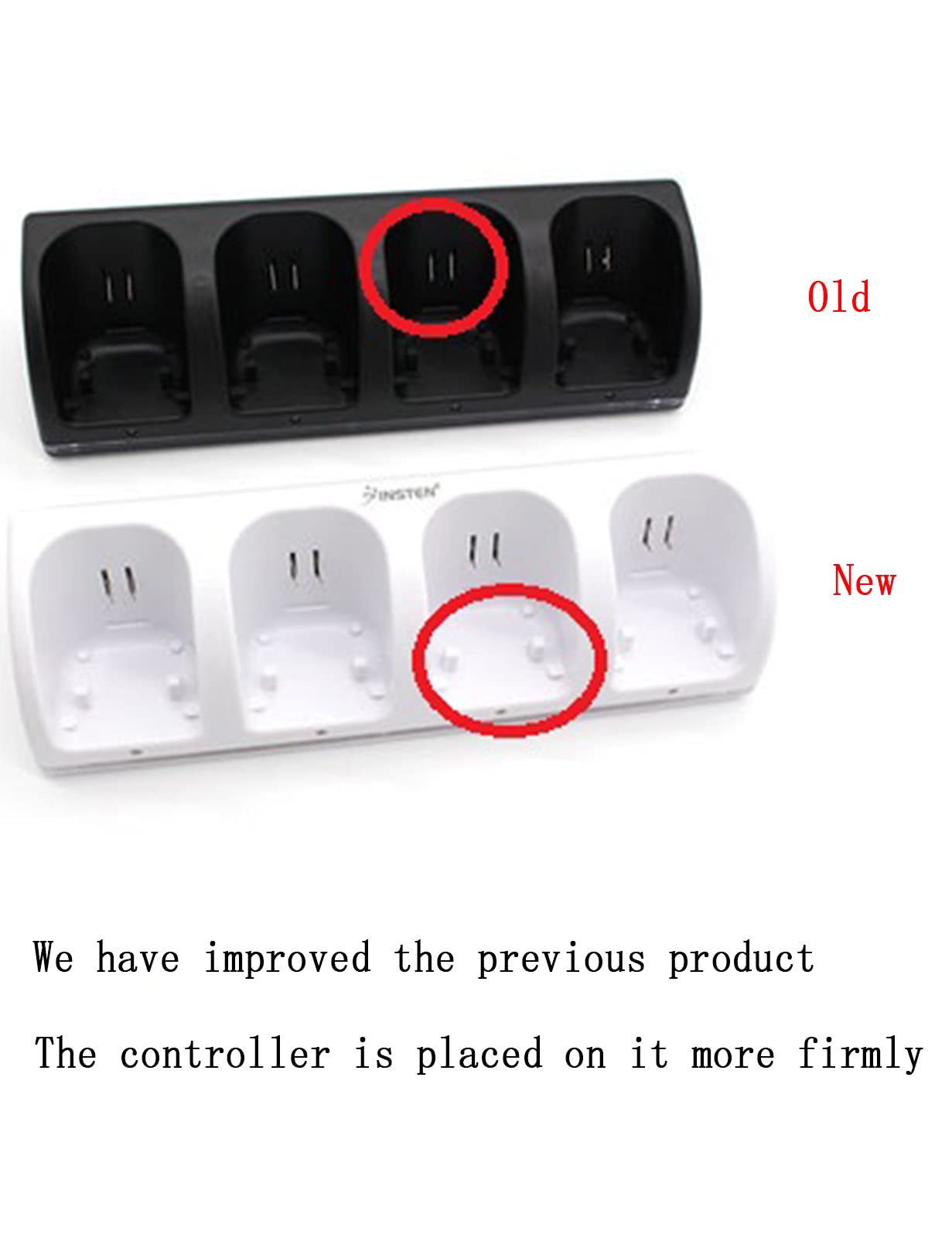 YZGame Wii Controller Charger Remote Charger for Wii , 4-in-1 Wii Remote Charging Station Replacement Wii Charging Dock with 4 Rechargeable Batteries White Wii Remotes with Charger,NF14-W2