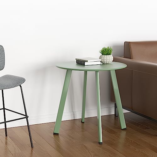 Nalupatio Patio Round Outdoor Coffee Table Side Table Round end Table Weather Resistant Steel Large/Normal Round End Table Outdoor Side Table for Balcony, Porch, Deck, Poolside Yard Garden