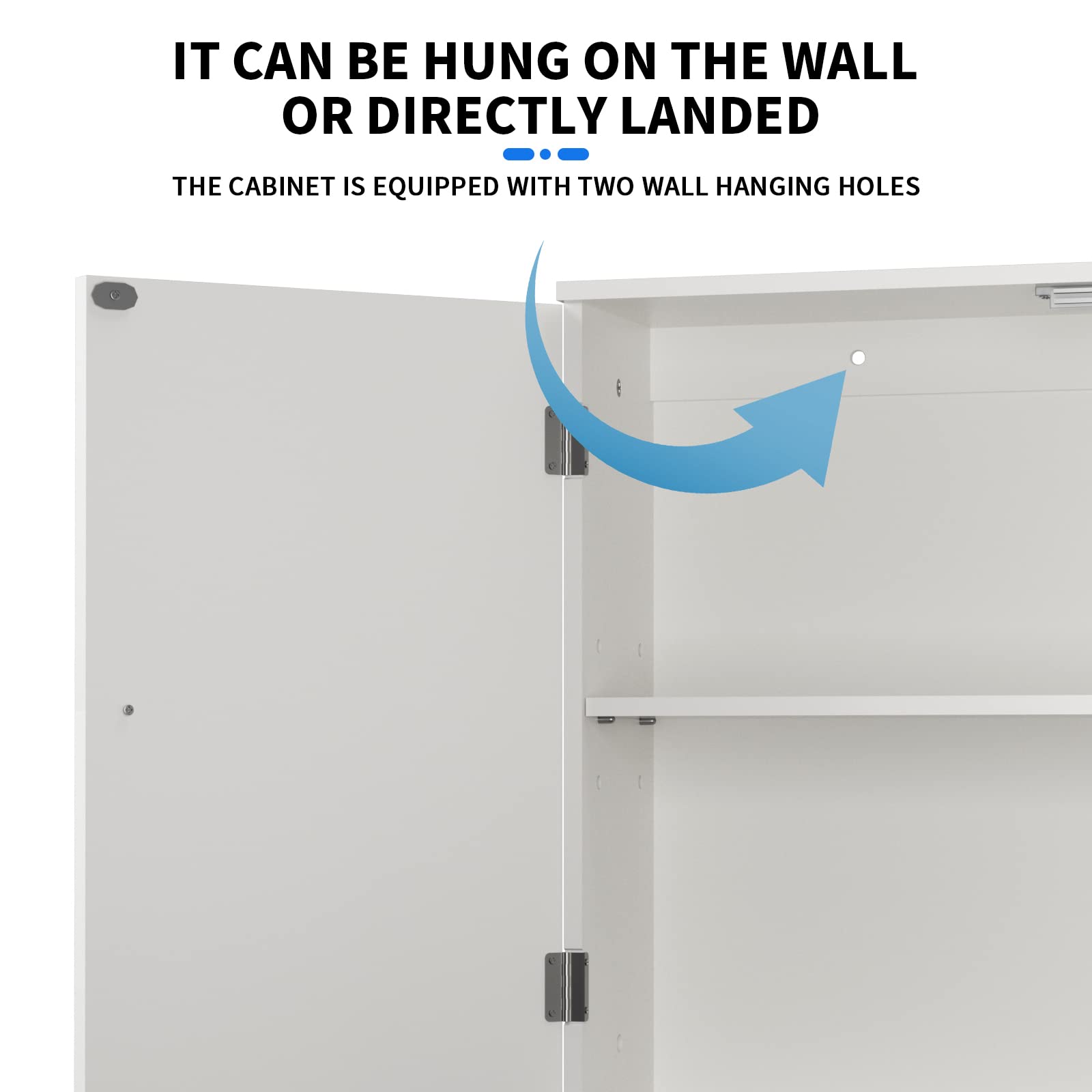 Qimu Bathroom Wall Cabinet White Wall Mounted Bathroom Storage Cabinet, Wooden Medicine Cabinet with 2 Doors Hanging Cabinet, Floor Standing Storage Cupboard with Adjustable Shelf, 23.6 x 6 x 20 inch