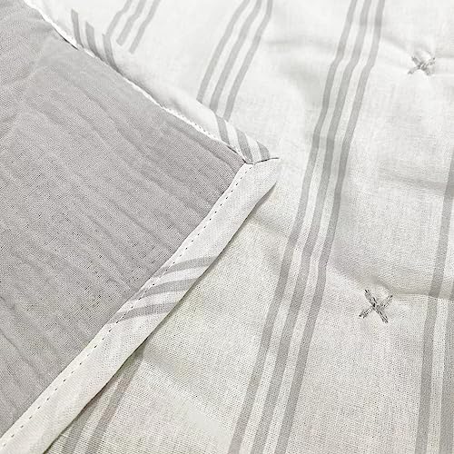 SHALALA Cotton Gauze Quilt Sets,Gray Lightweight Quilt Bedding Sets,Reversible Seersucker Quilts for Queen Bed,3pcs Ultro-Soft Bedspread,Breathable Coverlet for All Season(Full/Queen,Grey)
