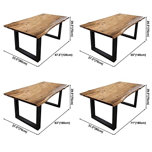 LAKIQ Industrial Solid Wood Dining Table Farmhouse Rectangle Kitchen Dining Room Table Living Room Coffee Table with Metal Double Pedestal-Table Only (47.2" L x 23.6" W x 29.5" H)