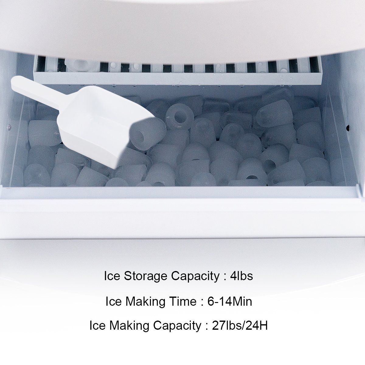 COSTWAY 2-in-1 Water Cooler Dispenser with Built-in Ice Maker, Freestanding Hot Cold Top Loading Water Dispenser, 27Lbs/24H Ice Maker Machine with Child Safety Lock, Silver