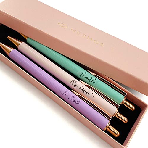 MESMOS Pastel Pens, Mindfulness Gifts, Inspirational Fancy Pens for Women, Wellness & Spiritual Gifts, Self Love Self Care Gifts, Journaling Pens, Cute Pen Set, Luxury Pretty Pens, Relaxing Gifts
