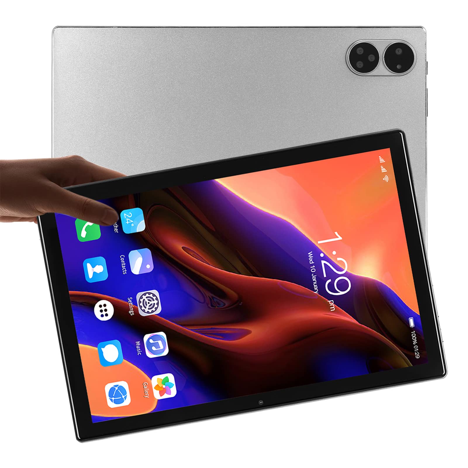 DAUERHAFT 10. 1 Inch Tablet, 4G Calling 8GB RAM 256GB ROM 8 Core CPU Tablet 2 in 1 100‑240V for Study (US Plug)