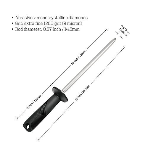 SHARPAL 119N Diamond Solid Sharpening Steel Knife Blade Sharpener Honing Rod Professional Kitchen Chef Stick