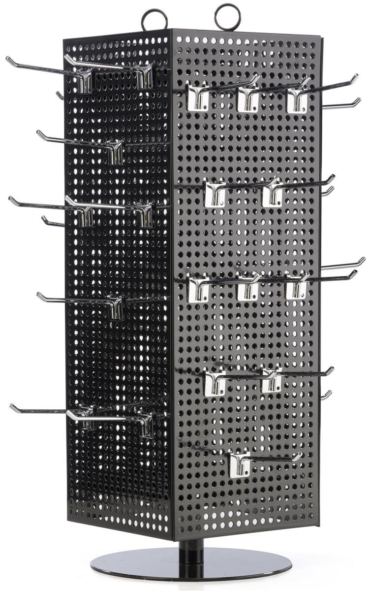 Displays2go Counter Pegboard Spinner Rack, Magnetic, 28 Inch, Black Steel (MD4PCTBK)