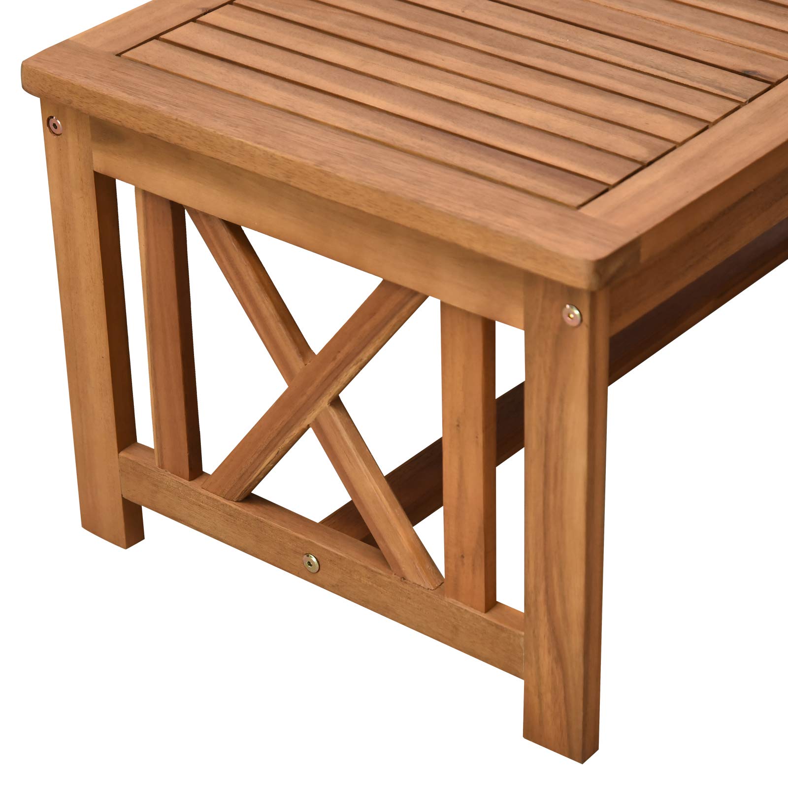 Outsunny 4 Piece Acacia Wood Outdoor Patio Furniture Set with 2 Armchairs, 1 Sofa, & 1 Coffee Table, Cushions Included