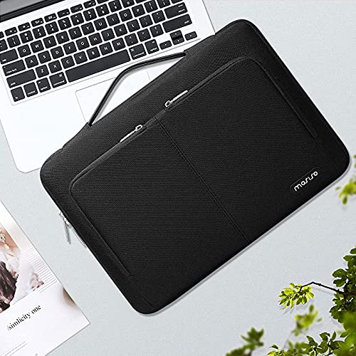 MOSISO 360 Protective Laptop Sleeve Bag Compatible with MacBook Air/Pro, 13-13.3 inch Notebook, Compatible with MacBook Pro 14 inch 2023-2021 A2779 M2 A2442 M1 with 2 Same Front Pockets&Belt, Black