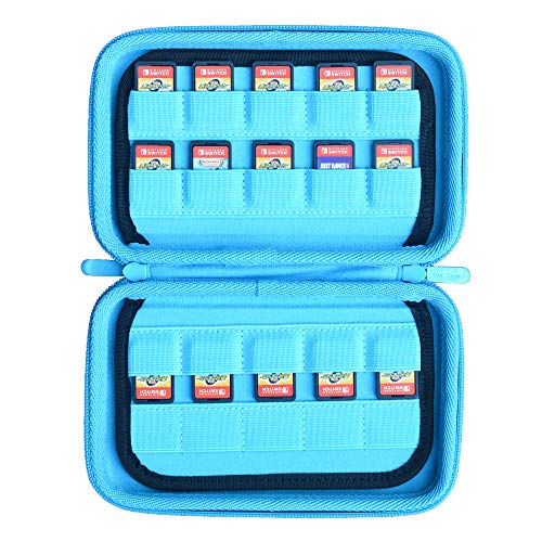Deluxe Switch Game Case for 40 Nintendo Switch Games, Switch Game Card Holder, Storage Case for PS Vita Game or SD Cards, Turquoise Blue