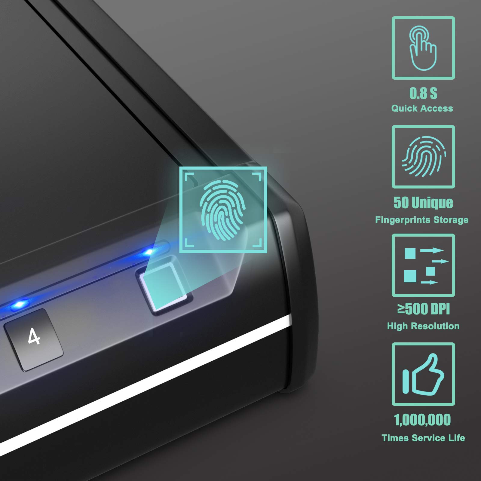 COSTWAY Gun Safe, Quick Access with Biometric Fingerprint Identification & Password & Backup Keys, Heavy-Duty Steel, Pick-Proof Gun safe for 2 Pistols for Home, Auto Open Lid, DOJ Approved