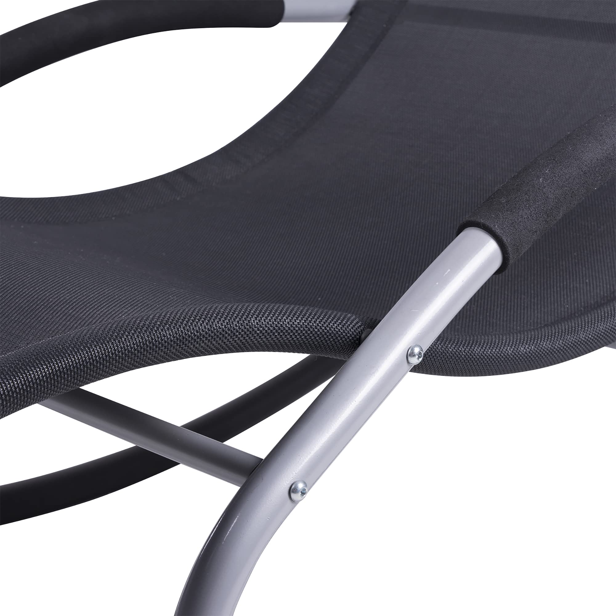 Outsunny Zero Gravity Rocking Chair Outdoor Chaise Lounge Chair Recliner Rocker with Detachable Pillow and Weather-Resistant Fabric for Patio, Deck, Pool, Black
