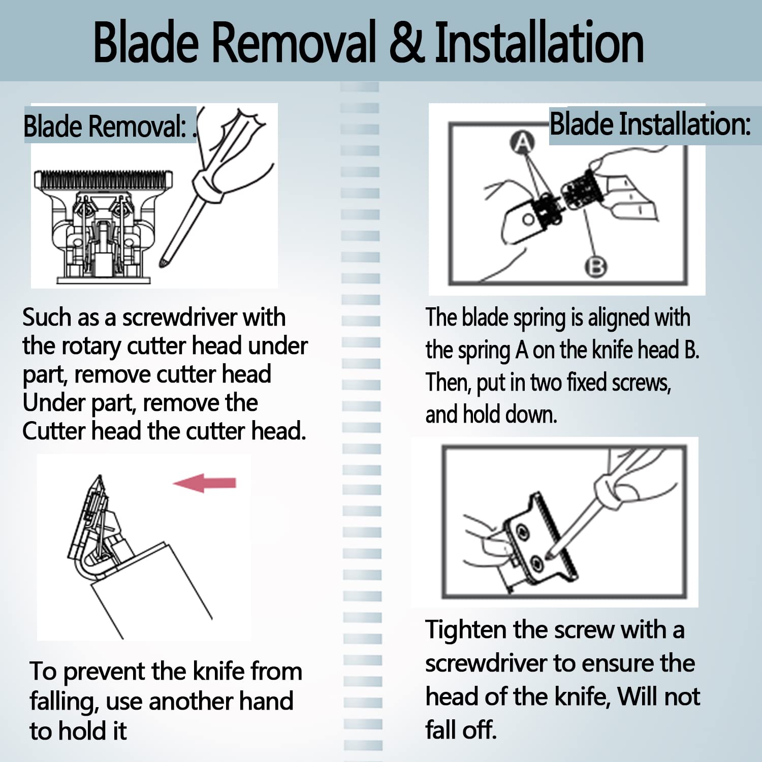 Roziapro Replacement Hair Clipper Blade, Stainless Steel, Fits Multiple Trimmer Models