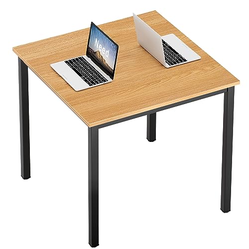Need Small Square Dining Table- 31-1/2'' Sturdy and Heavy Duty Writing Desk for Small Spaces and Writing Table Desk, Teak Color Desktop & Black Frame AC3BB(8080) Breakroom Table