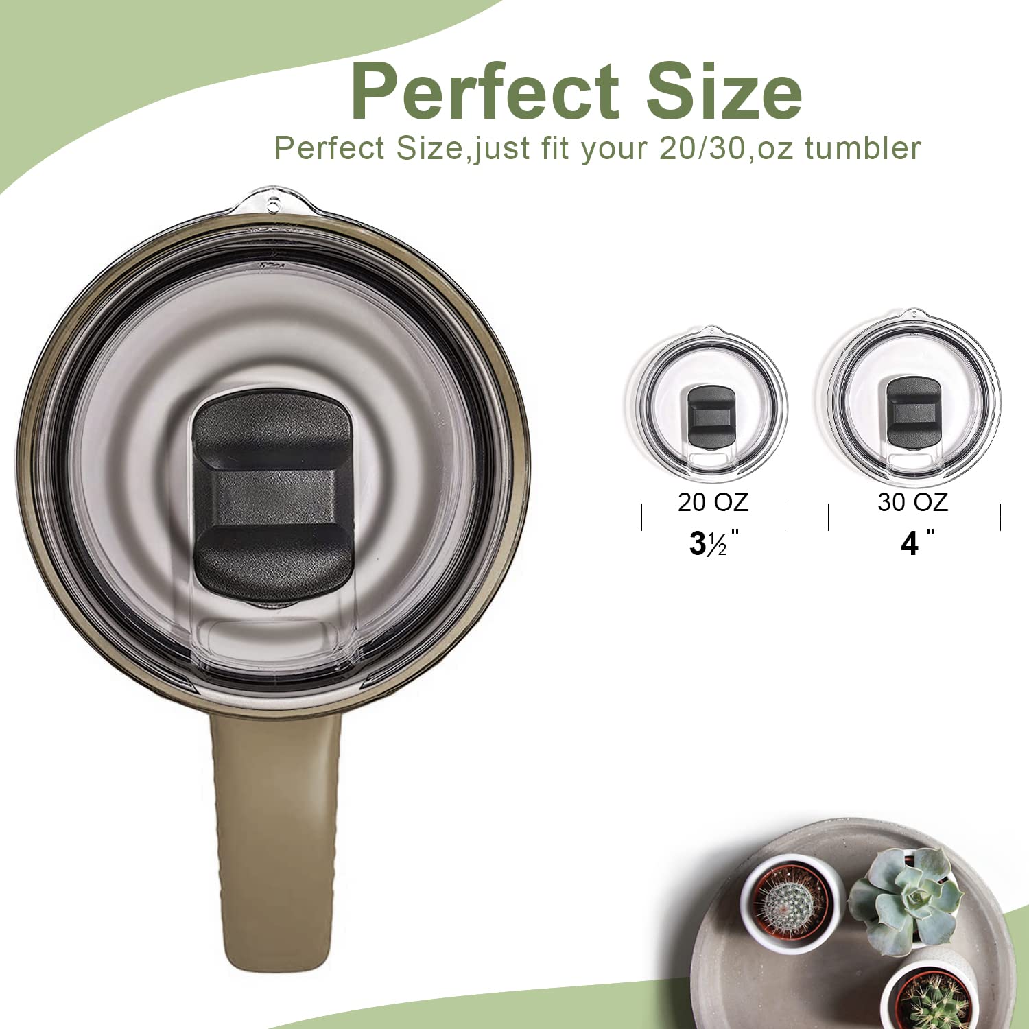 Compatible with YETI Rambler, Ozark Trail, Old Style Rtic, and More - Magnetic Slider Switch Spill Proof Tumbler Cover (Seafoam&Black 10/20oz)